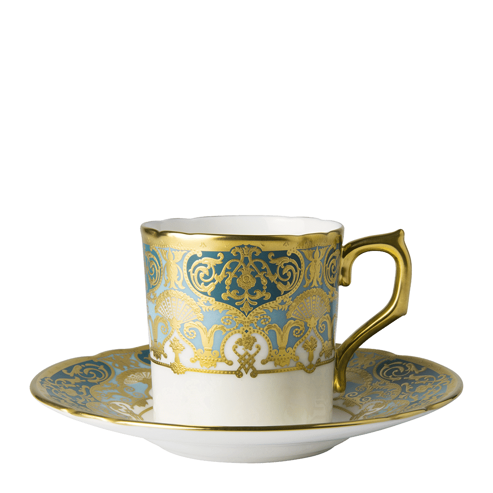 Heritage Forest Green & Turquoise Coffee Cup (140ml) - Royal Crown Derby
