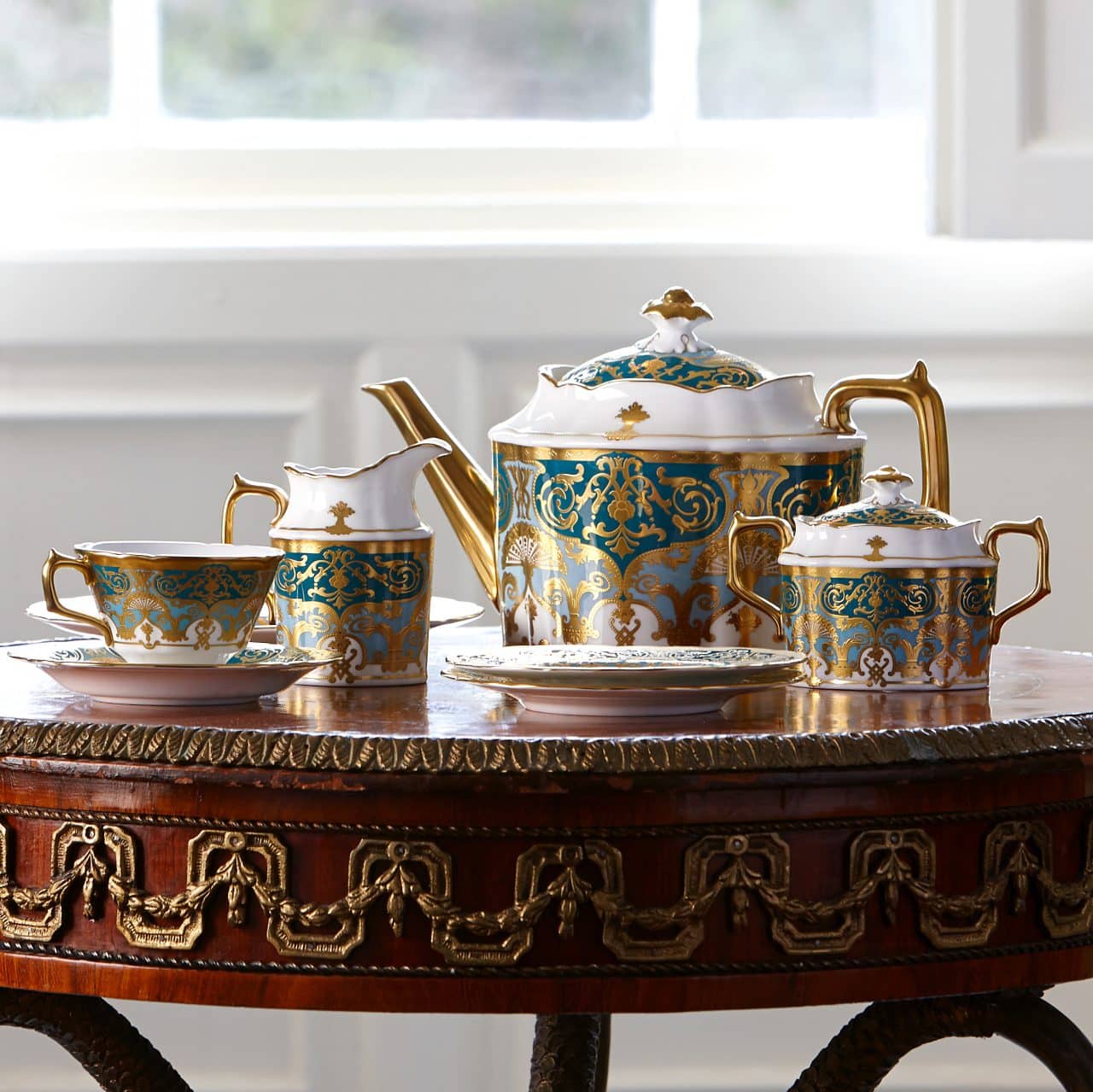 Heritage Forest Green and Turquoise Coffee Cup (85ml) - Royal Crown Derby