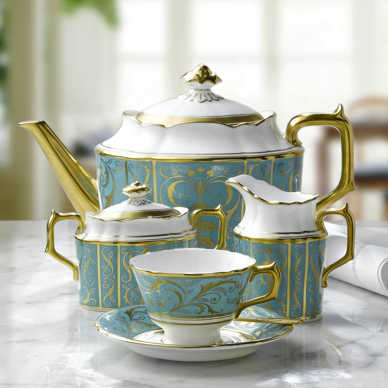 Regency Turquoise Breakfast Cup (340ml) - Royal Crown Derby