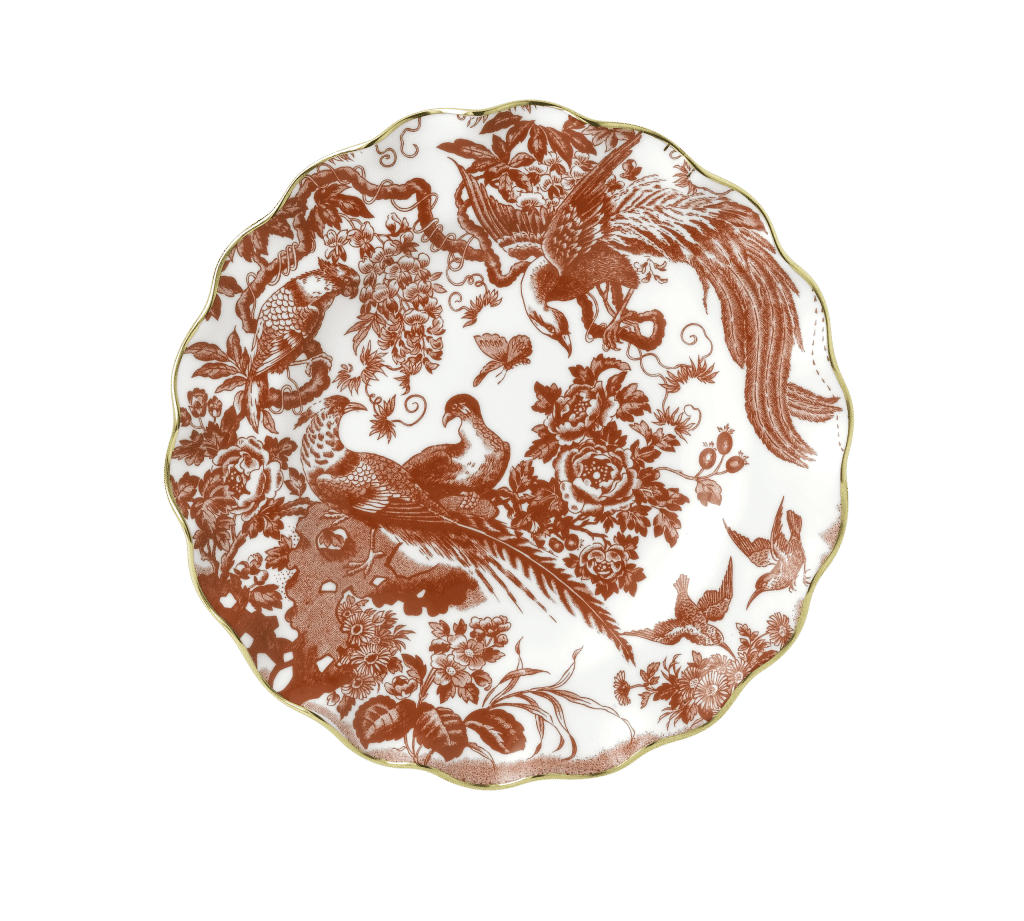 Aves Red Fluted Dessert Plate (22cm) - Royal Crown Derby